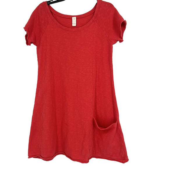 Chalet | Dresses | Chalet Red Shirt Dress Gauzy Cotton Lagenlook One ...